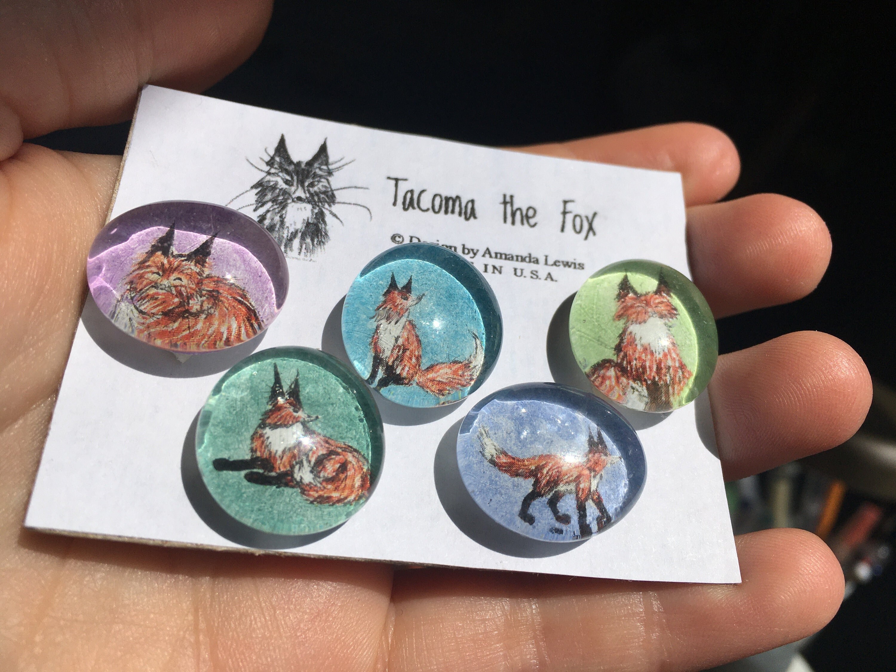 Cute Round Glass Fox Fridge Magnets, Beveled Glass, Small Mini ...