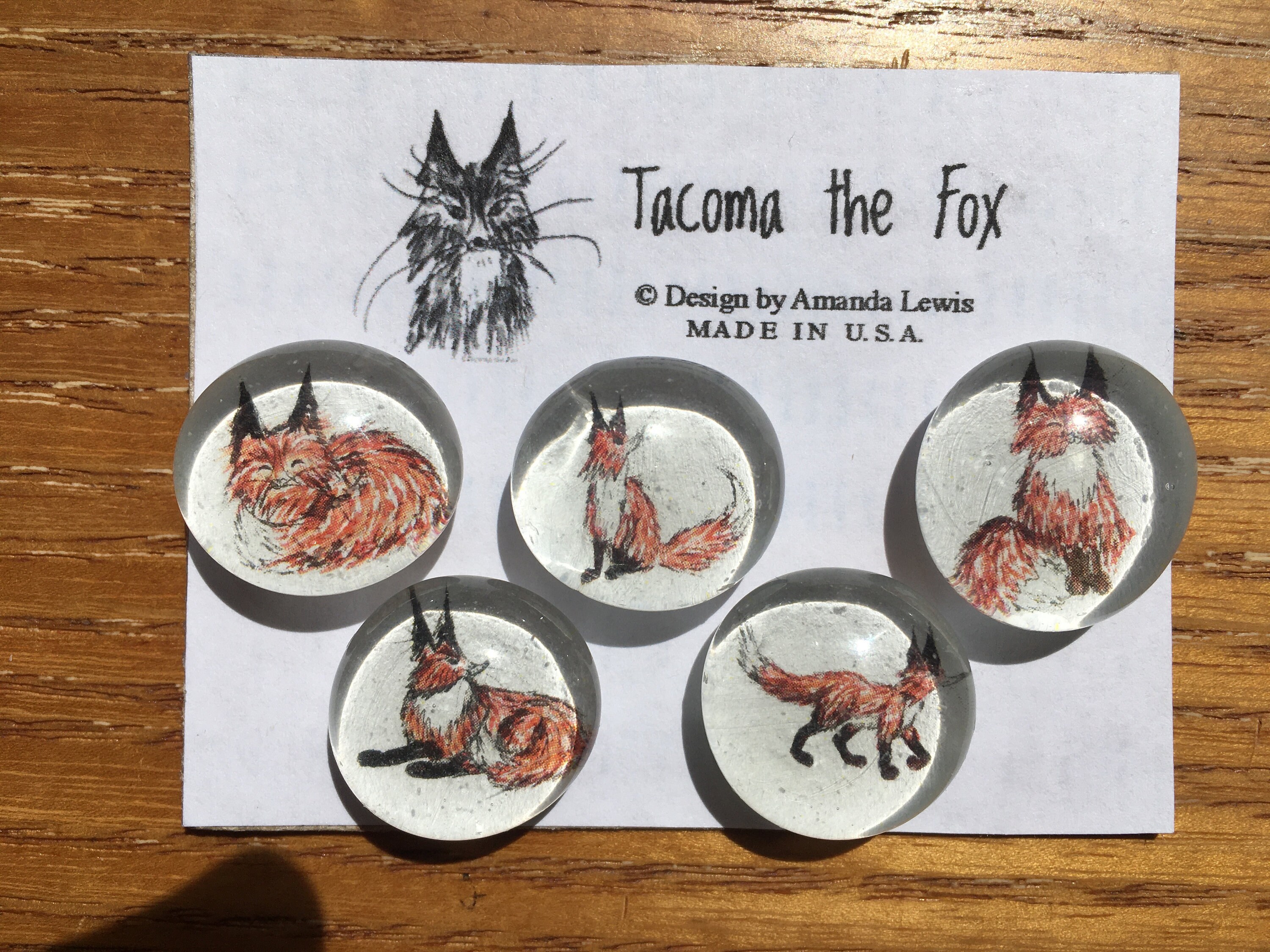 Cute Round Glass Fox Fridge Magnets, Beveled Glass, Small Mini ...