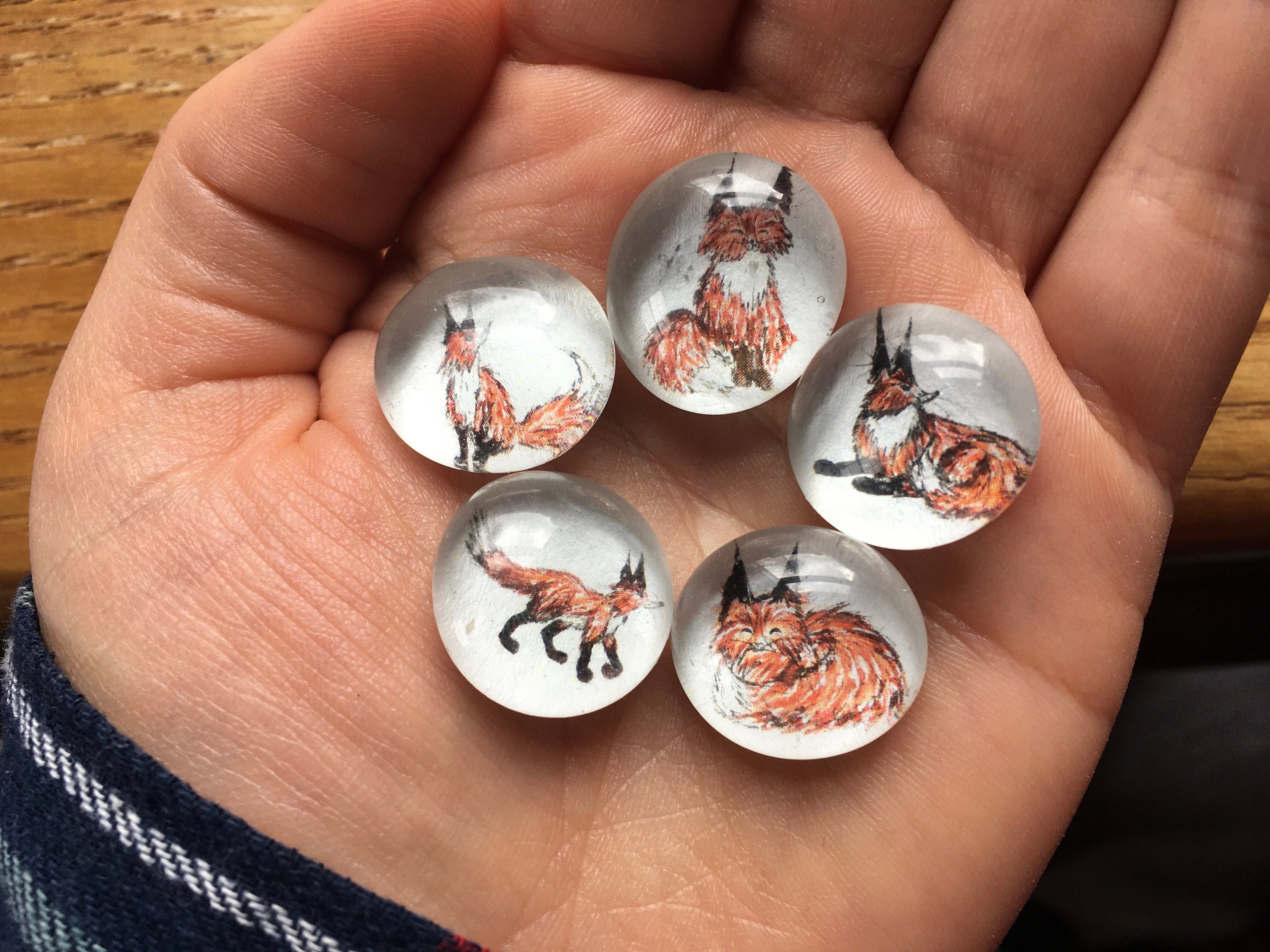 Cute Round Glass Fox Fridge Magnets, Beveled Glass, Small Mini ...