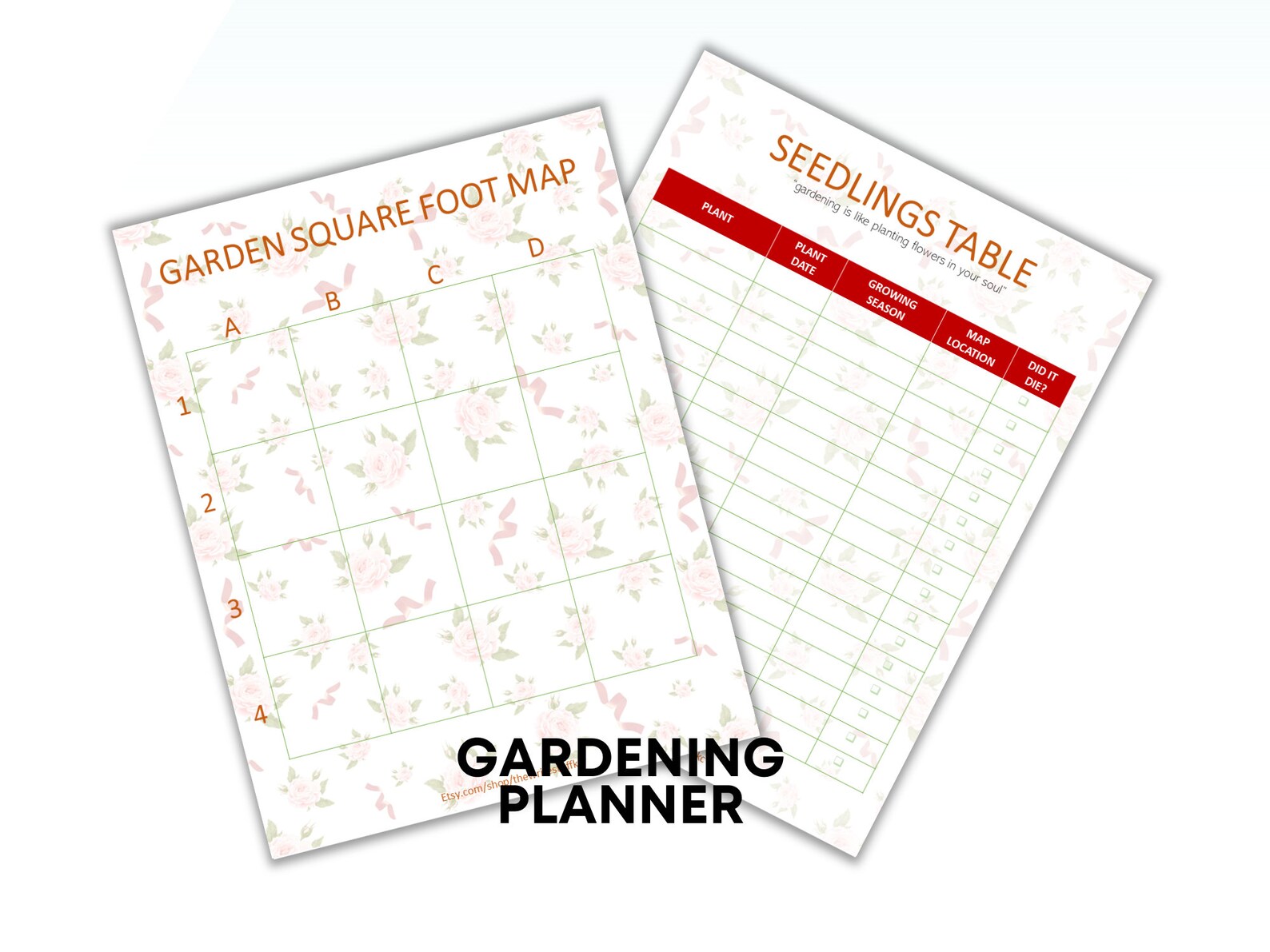 Gardening Planner, Printable, Seed Table, Garden Plot, 2 Sets - Etsy