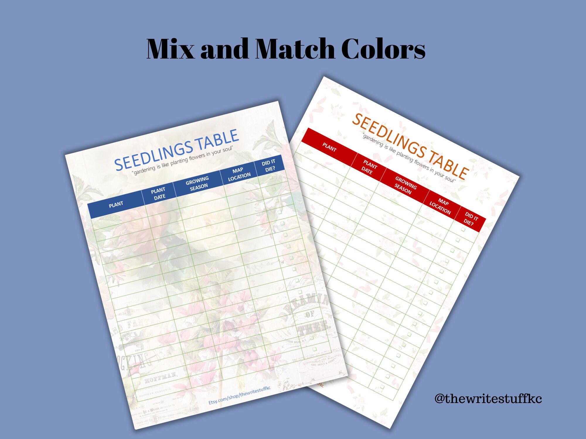 Gardening Planner, Printable, Seed Table, Garden Plot, 2 Sets - Etsy