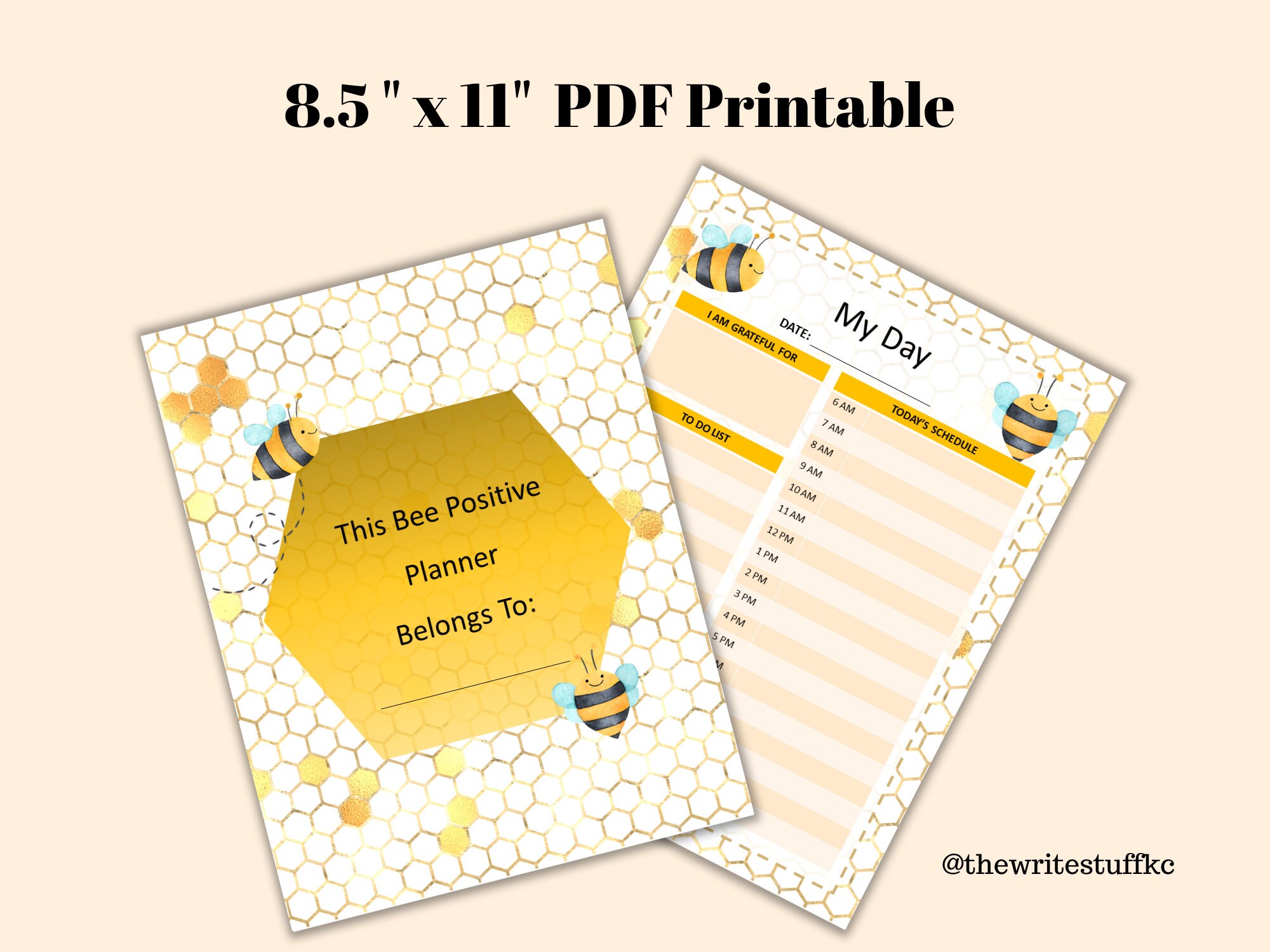 Planner, Daily, Weekly, Monthly, Yearly - Bee Positive Printable - Etsy
