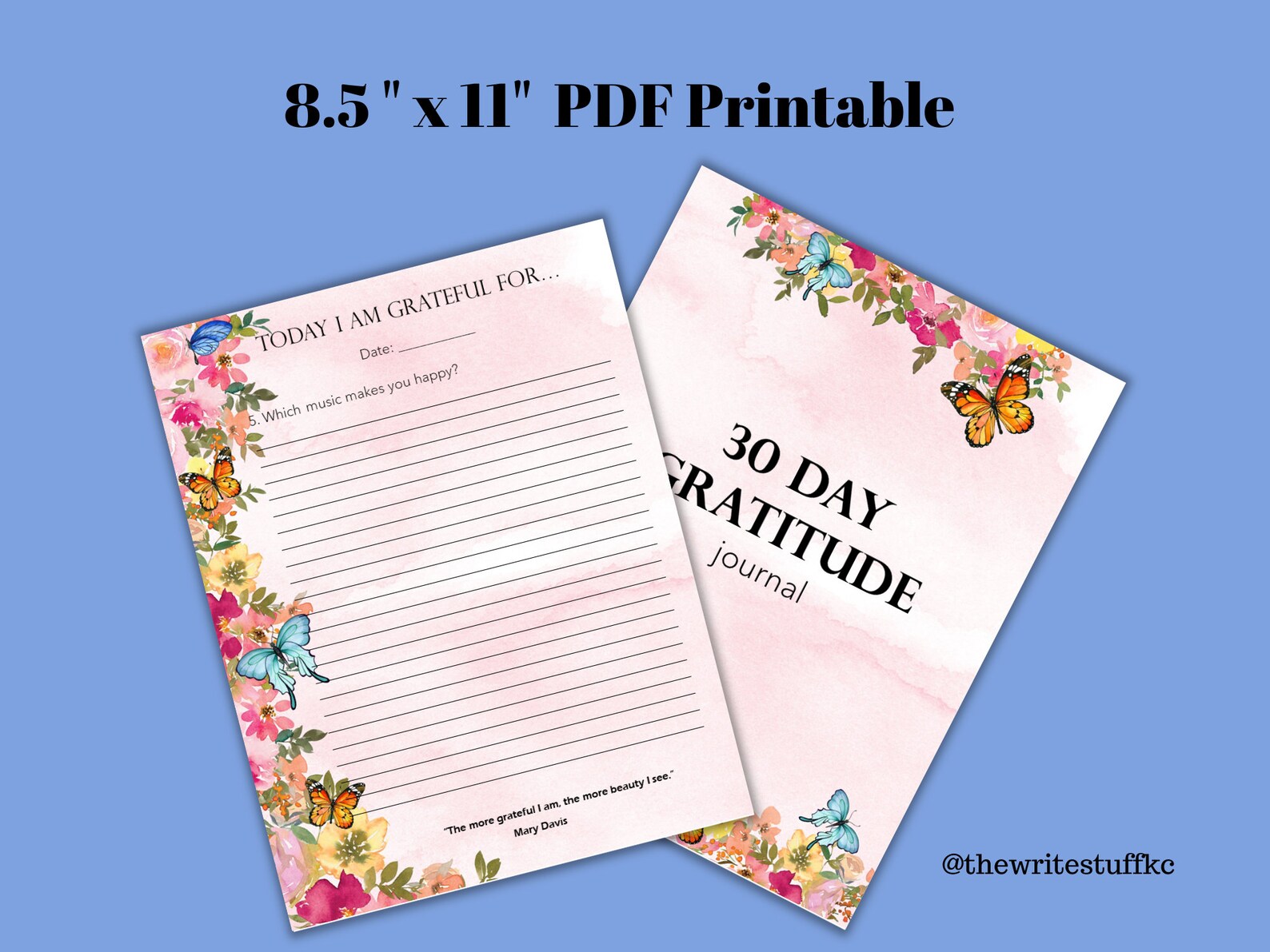 30 Day Gratitude Journal Printable Grateful Planner Digital Download ...