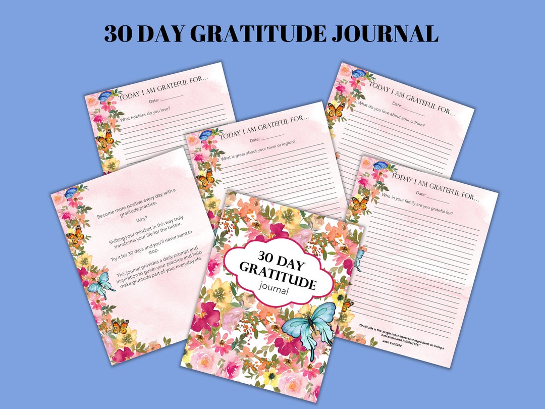 30 Day Gratitude Journal Printable Grateful Planner Digital Download ...