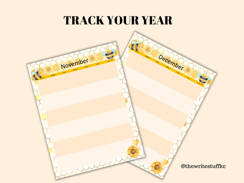 Planner, Daily, Weekly, Monthly, Yearly - Bee Positive Printable - Etsy