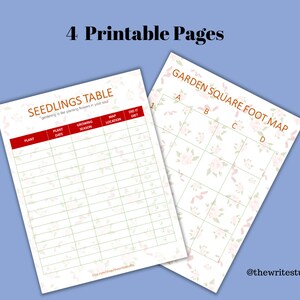 Gardening Planner, Printable, Seed Table, Garden Plot, 2 Sets - Etsy