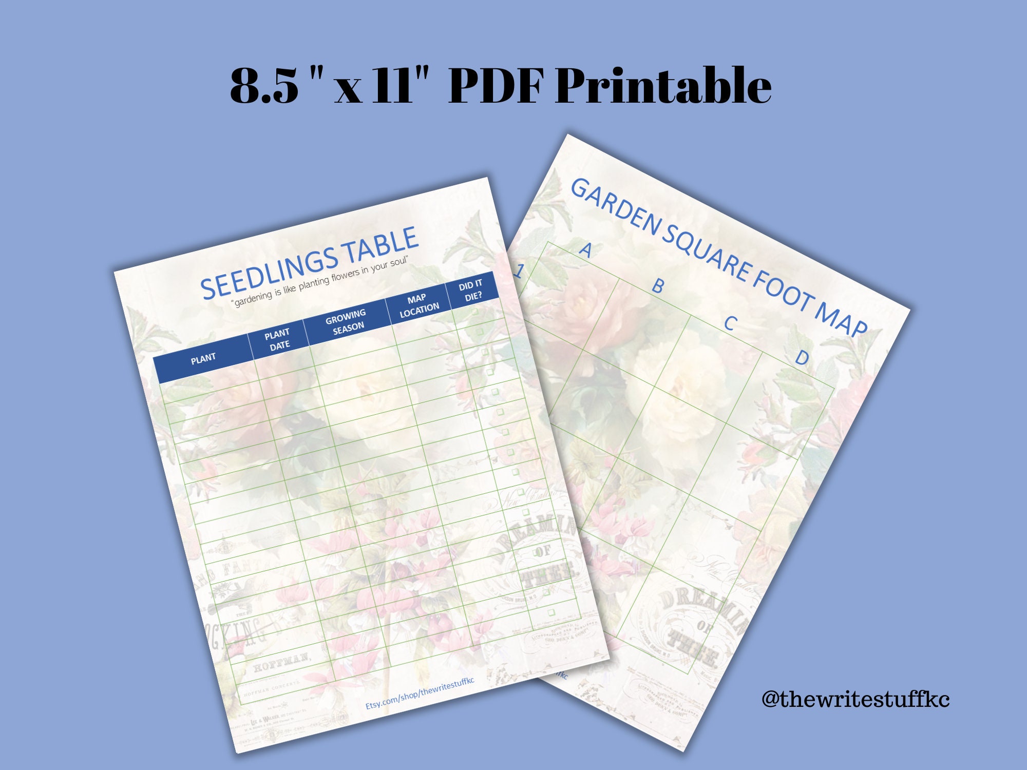 Gardening Planner, Printable, Seed Table, Garden Plot, 2 Sets - Etsy