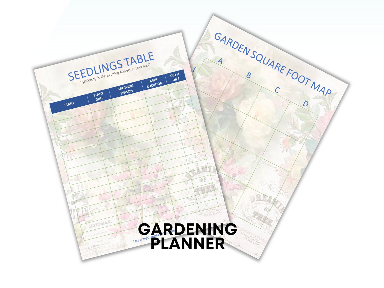 Gardening Planner, Printable, Seed Table, Garden Plot, 2 Sets - Etsy
