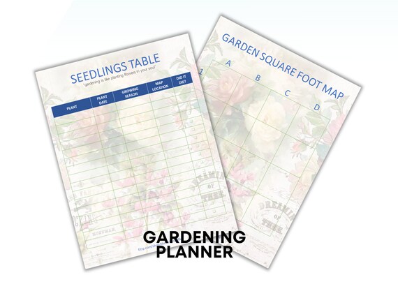 Gardening Planner Printable Seed Table Garden Plot 2 sets | Etsy