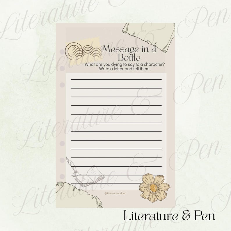 DIGITAL PDF | Message in a Bottle - Letter to Character | Custom ...