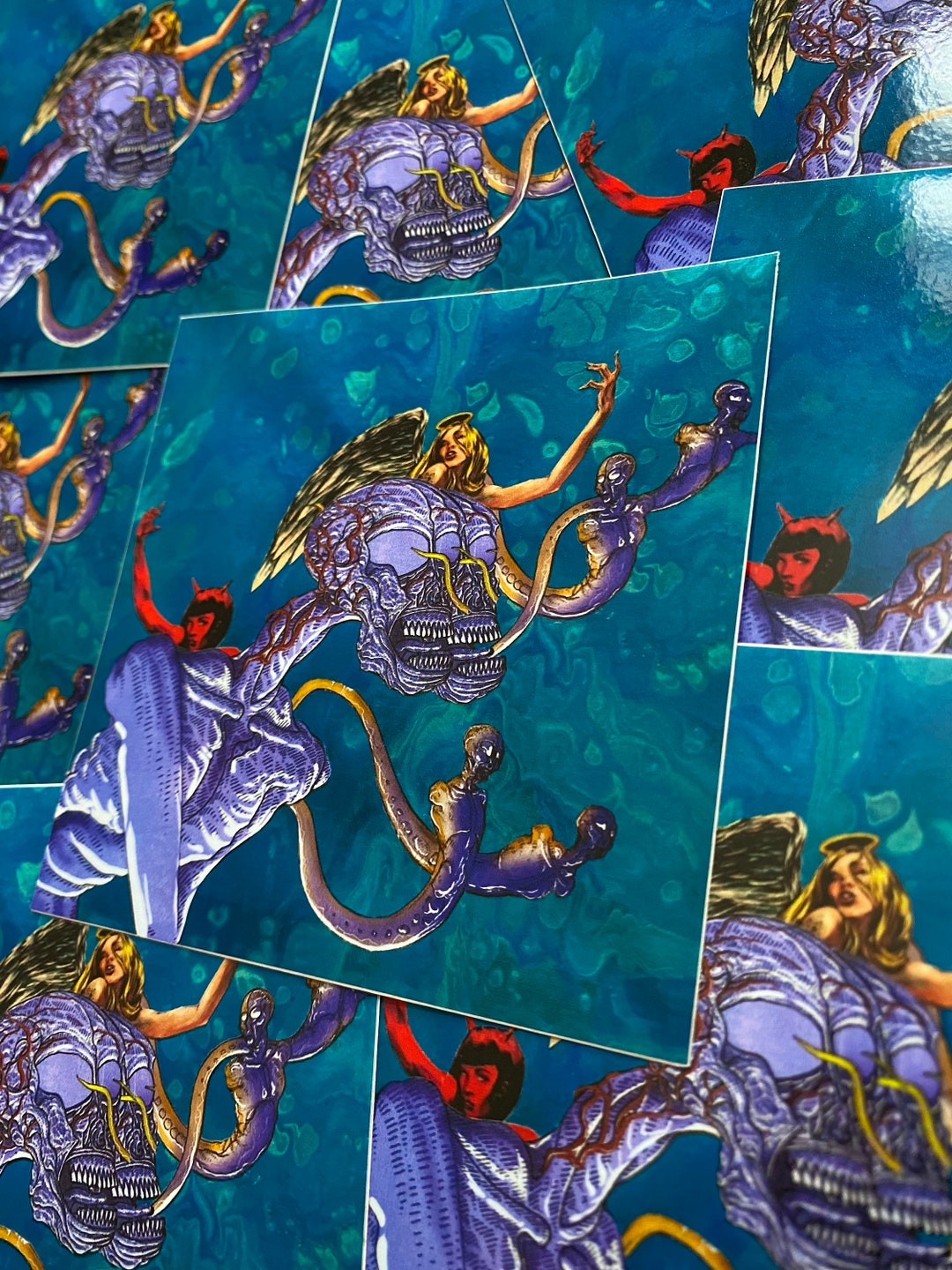 Metallica + Slash Concert Posters Collaged on an Original Acrylic Pour ...