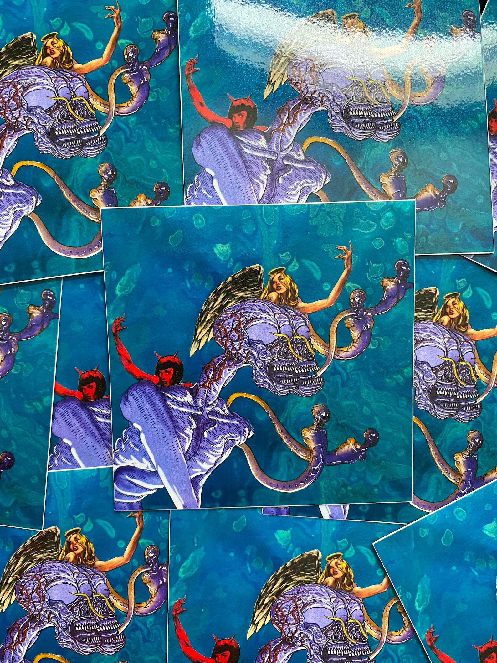 Metallica + Slash Concert Posters Collaged on an Original Acrylic Pour ...