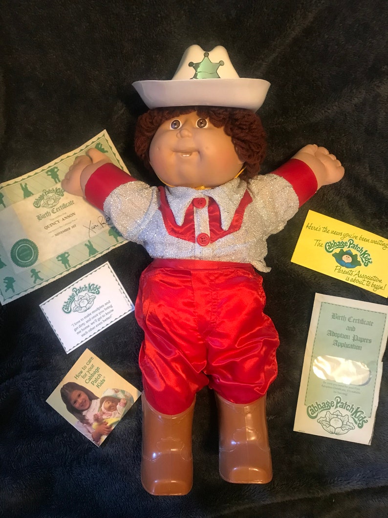 Cabbage Patch Kids Doll Brown Hair Sheriff Hat Boots 1986 Cowboy 1978 / ...