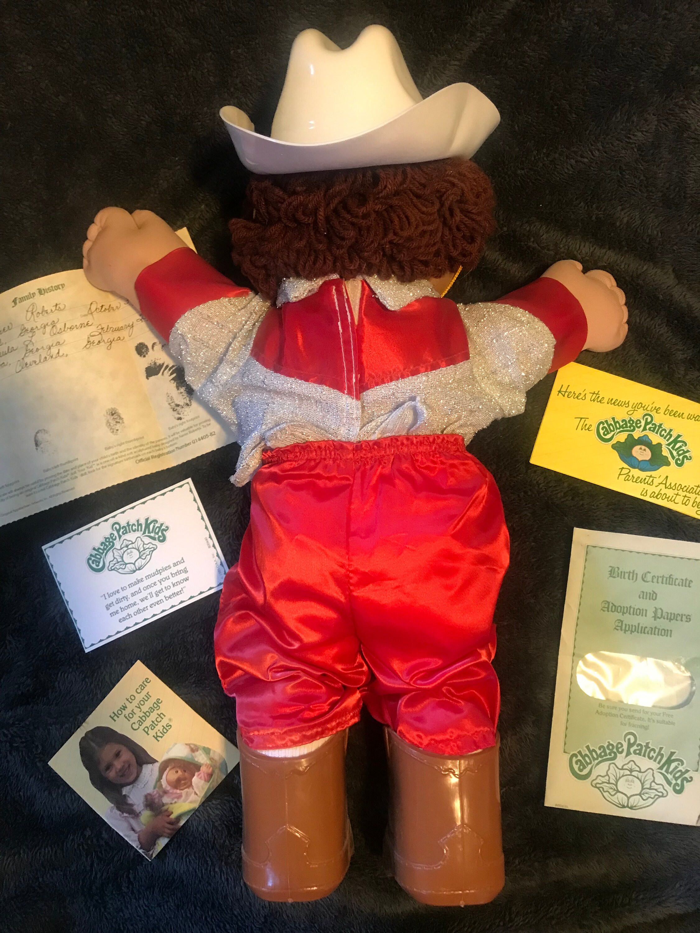 Cabbage Patch Kids Doll Brown Hair Sheriff Hat Boots 1986 Cowboy 1978 / ...