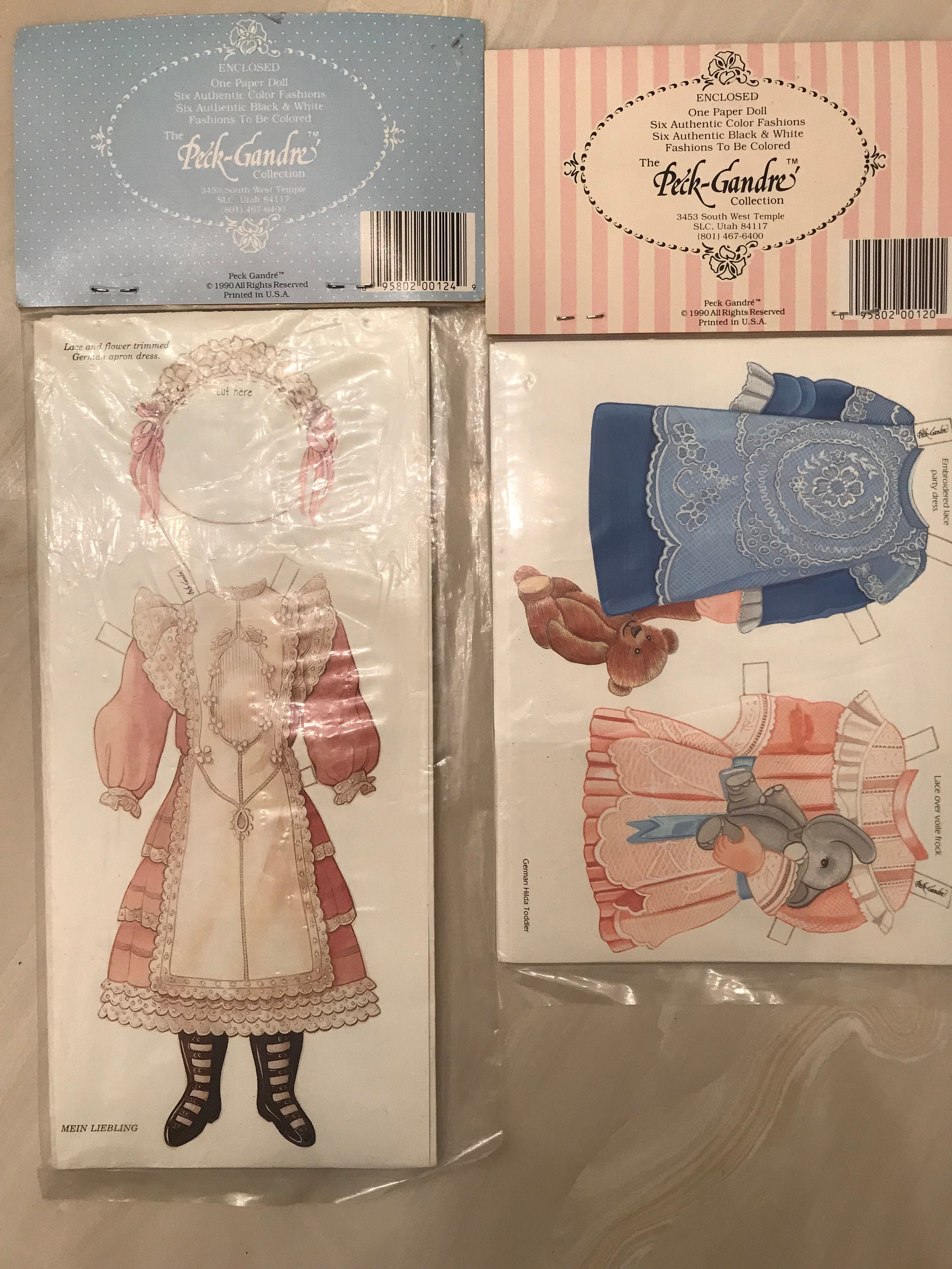 Lot 2 Peck-gandre Paper Doll the Hilda Toddler, Mein Liebling NEW 1990 ...