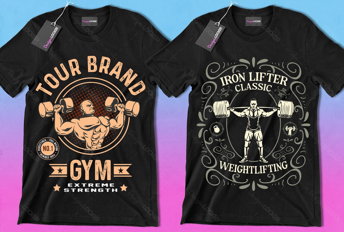 50 Editable Gym T-shirt Designs Bundle Gym Vector Images,workout Tshirt ...