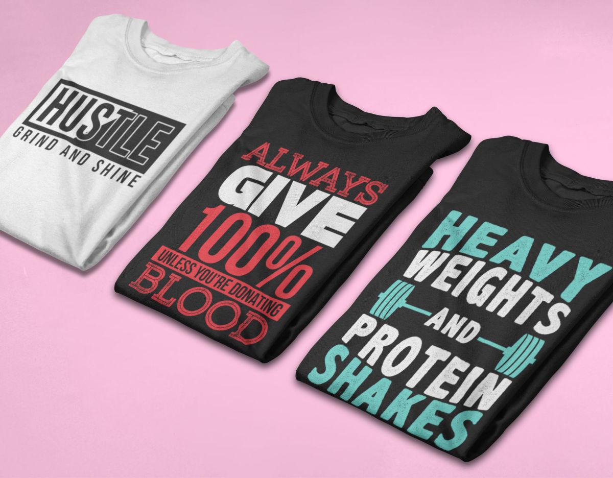 50 Editable Gym T-shirt Designs Bundle | Gym Vector Images,workout ...