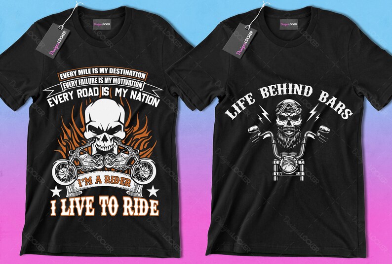 50 Editable Motorbike T-shirt Designs Bundle | Motorcycle Vector Images ...
