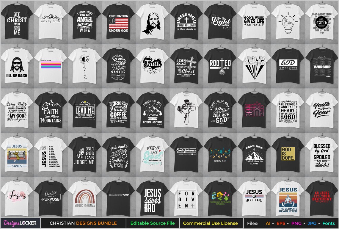 50 Editable Christian T-shirt Designs Bundle God Vector - Etsy Canada