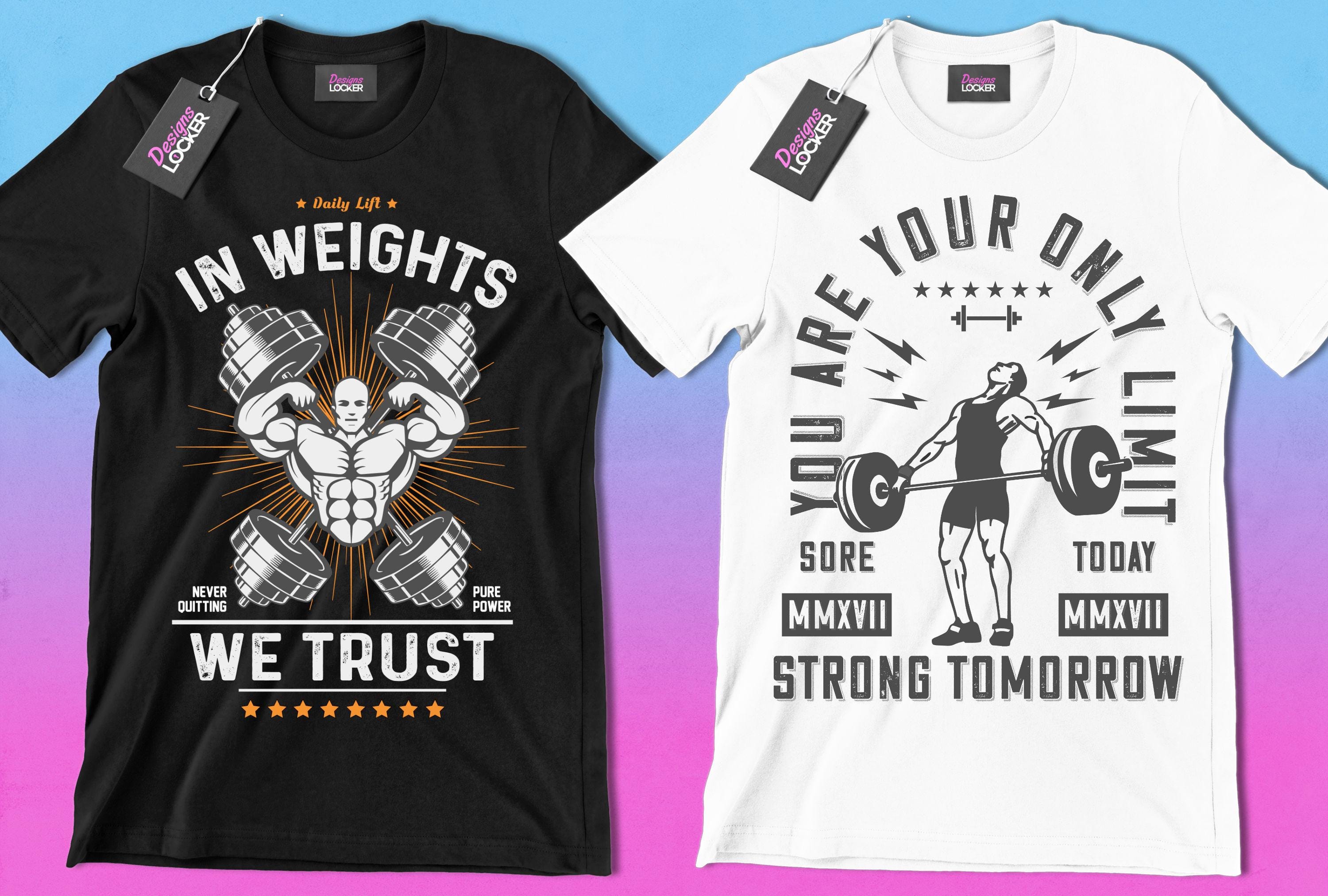 50 Editable Gym T-shirt Designs Bundle | Gym Vector Images,workout ...