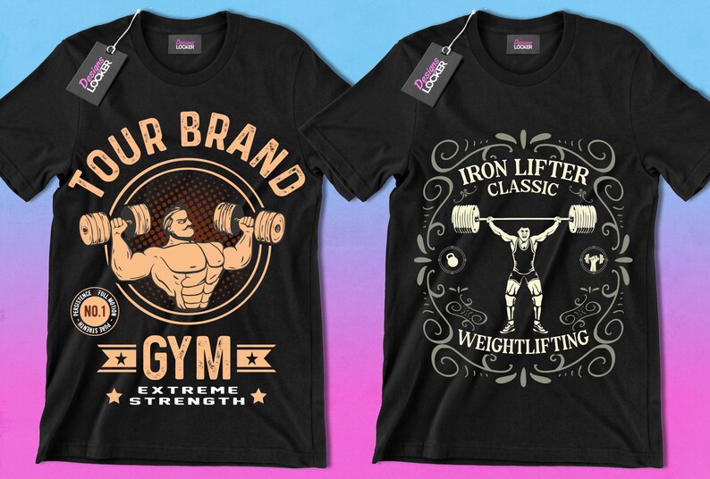 50 Editable Gym T-shirt Designs Bundle | Gym Vector Images,workout ...