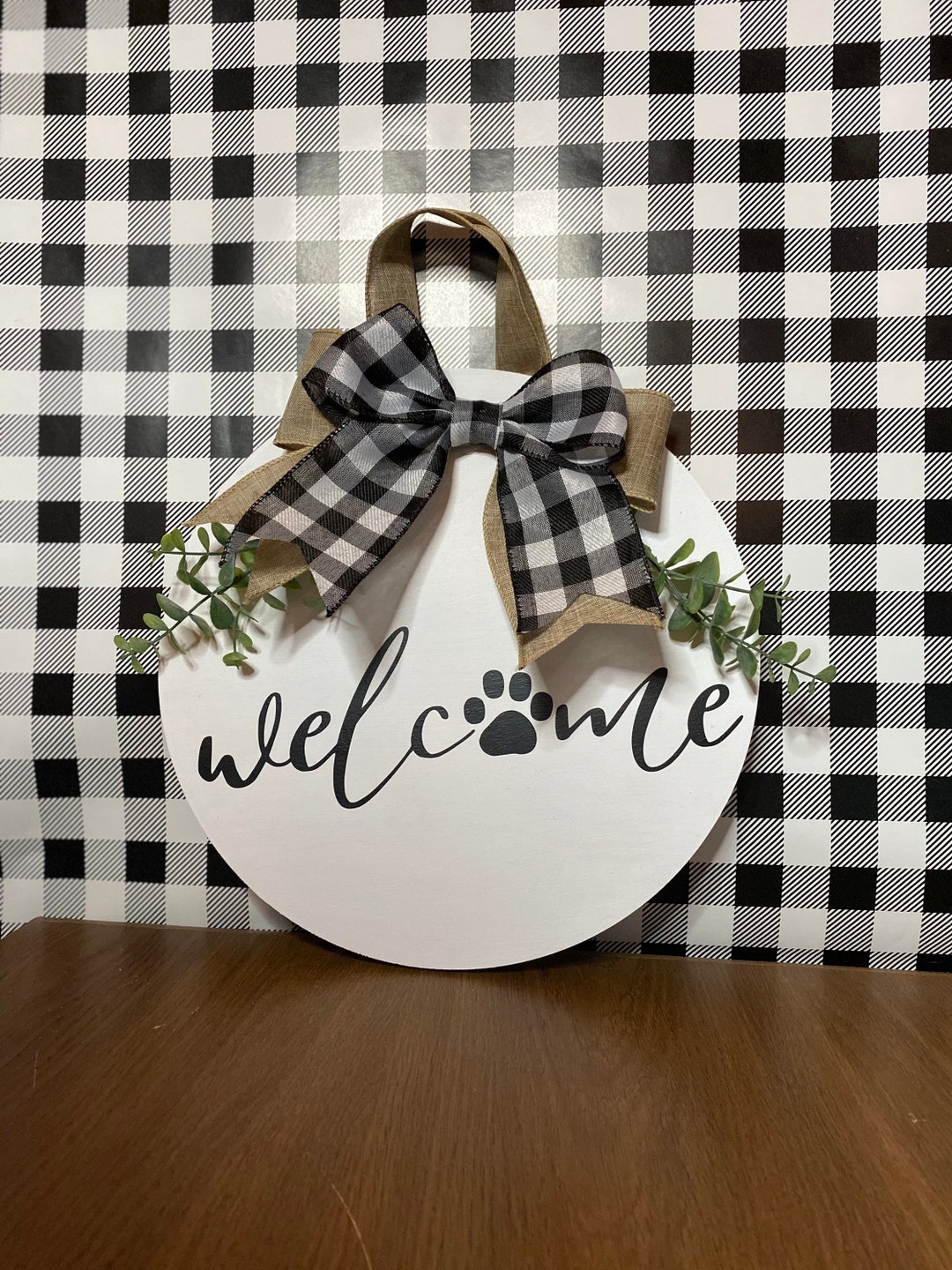 Welcome Paw Print Door Hanger - Etsy