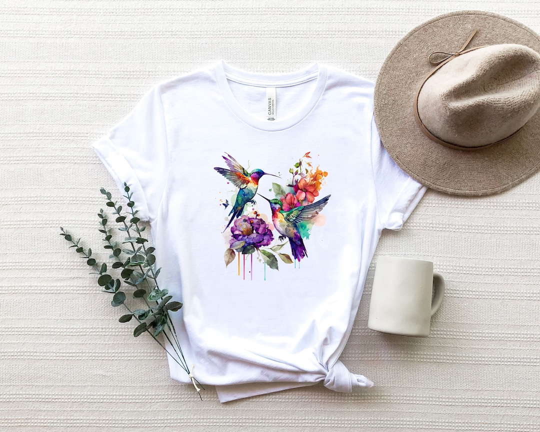 Hummingbird Shirt, Watercolor Birds T-shirt, Nature Tee, Watercolor ...