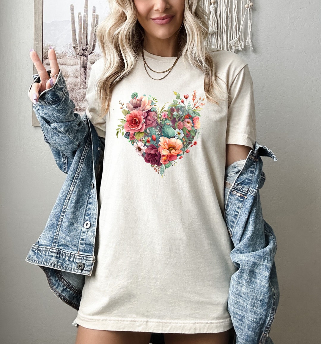 Wildflower Floral Shirt,flower Heart Shirt,womens Flower Shirt,boho ...