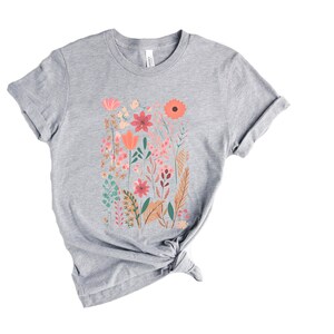 Flower Shirts,aesthetic Wild Flower Shirt, Botanical Floral,minimalist Shirts for Women ...