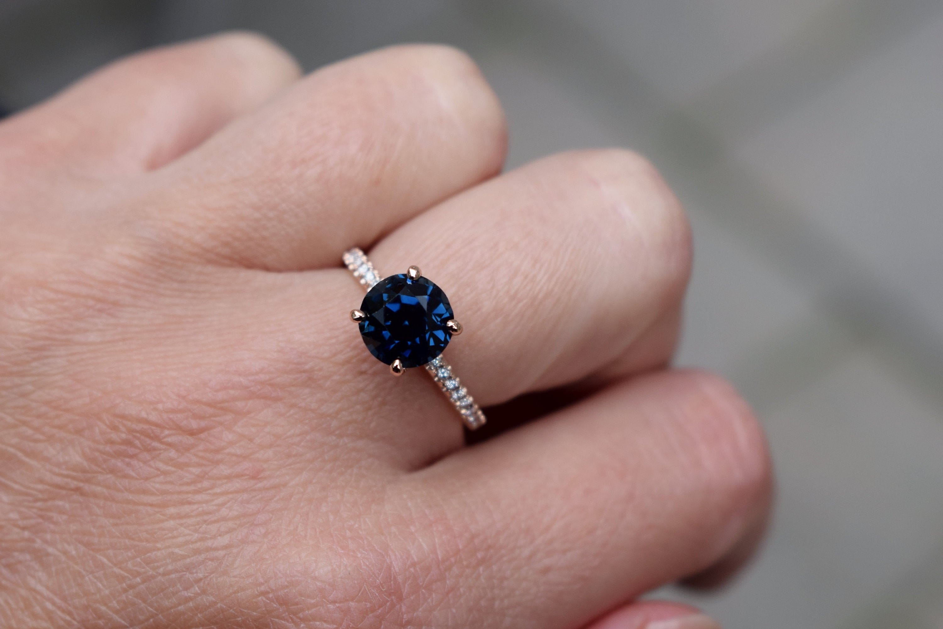 Azul zafiro & Diamond Anillo anillo de compromiso anillos de | Etsy