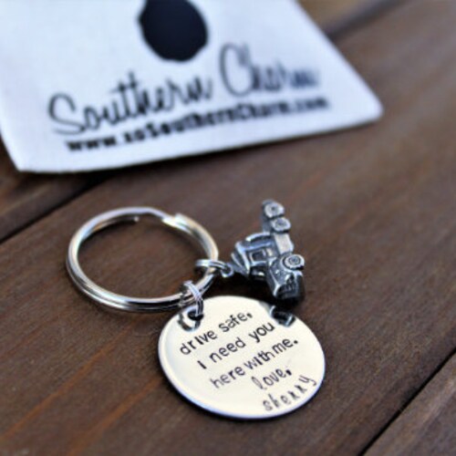 Personalized Semi Truck Keychain Tractor Trailer Keychain - Etsy