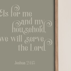 Joshua 24:15, Sage Green Printable Art, Christian Scripture Wall Art ...