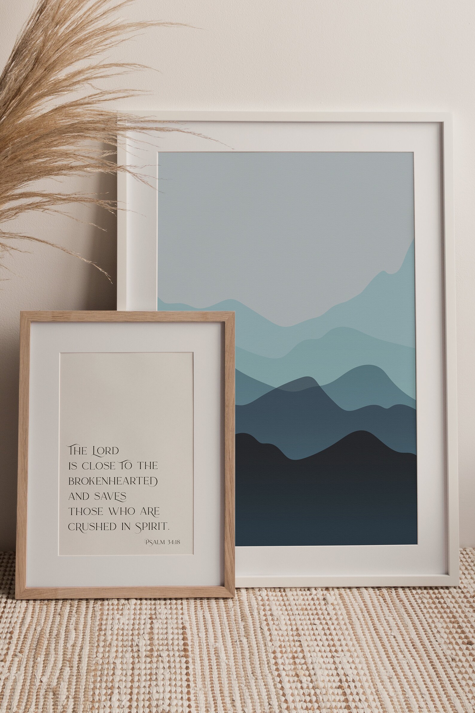 Psalm 34:18 Scripture Wall Art Above Bed Decor Trendy Wall | Etsy