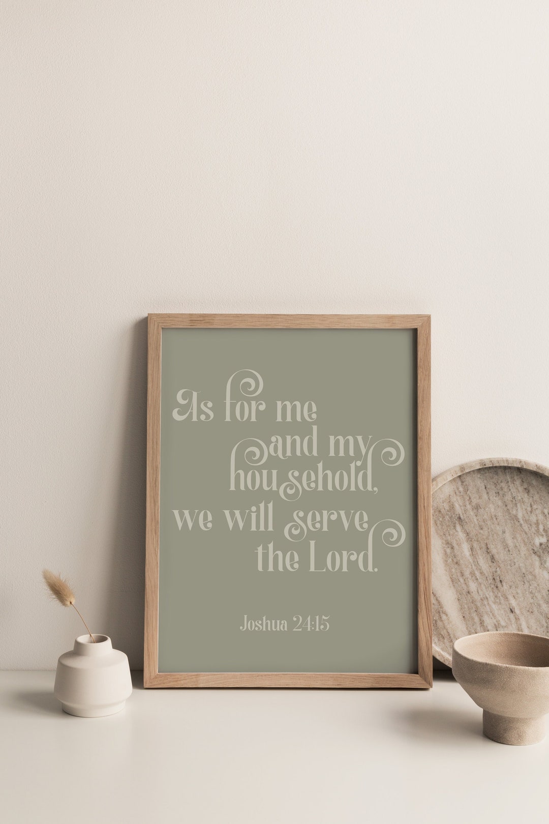 Joshua 24:15, Sage Green Printable Art, Christian Scripture Wall Art ...