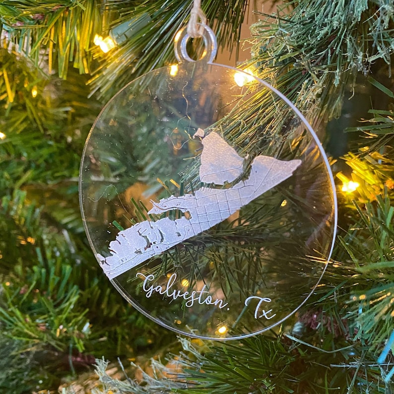 Custom Map Christmas Ornament, Personalized Location, Laser-engraved ...