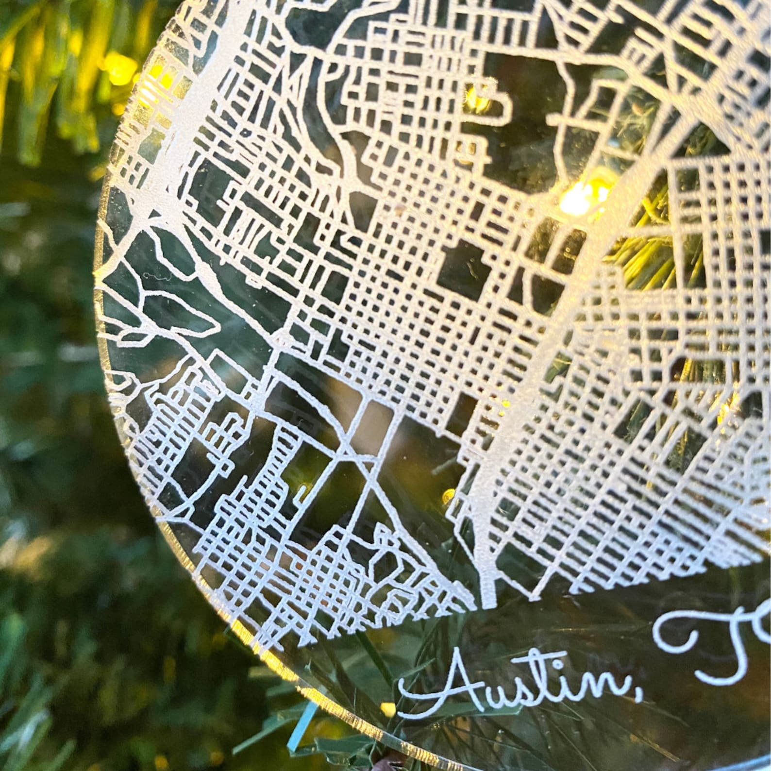 Custom Map Christmas Ornament, Personalized Location, Laser-engraved ...