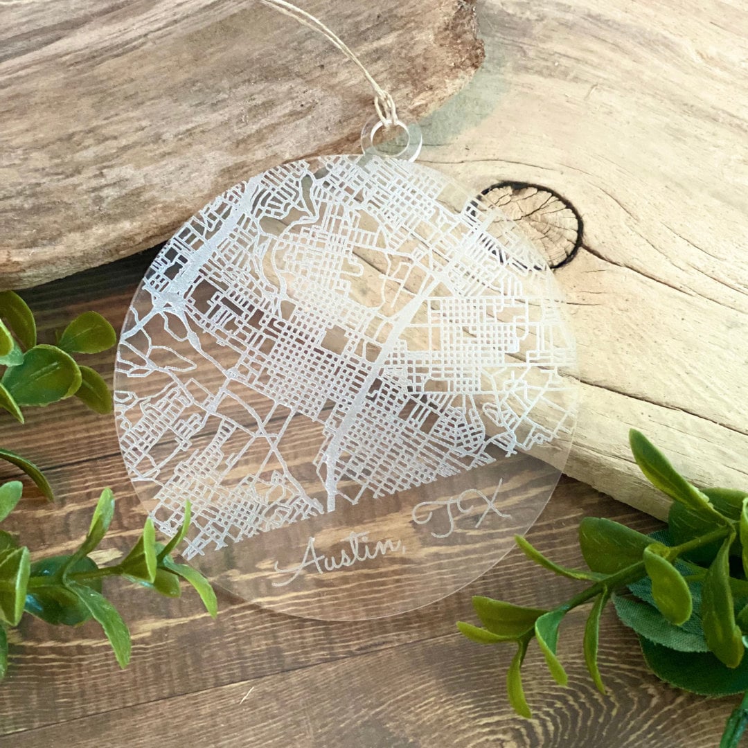 Custom Map Christmas Ornament, Personalized Location, Laser-engraved ...