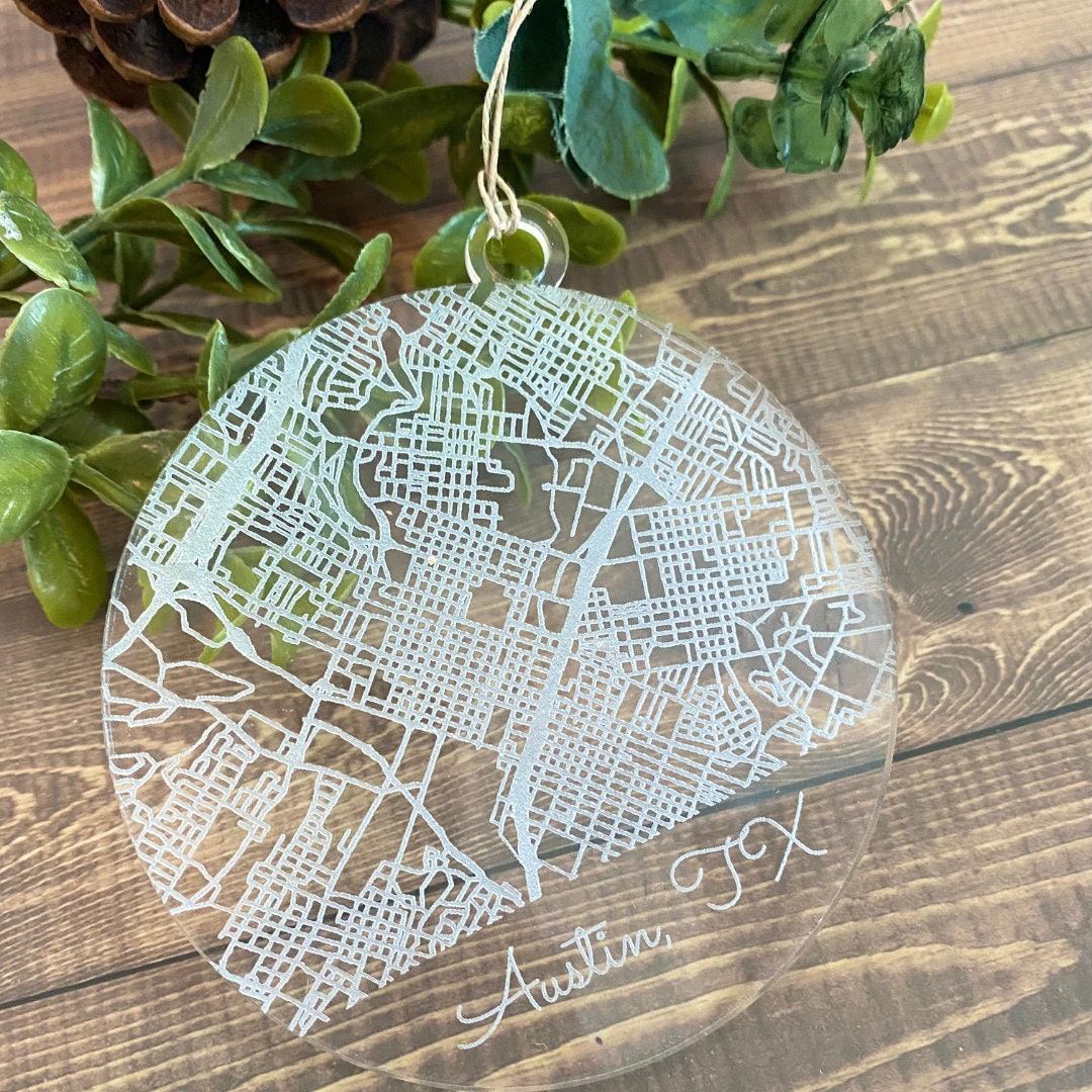Custom Map Christmas Ornament, Personalized Location, Laser-engraved ...