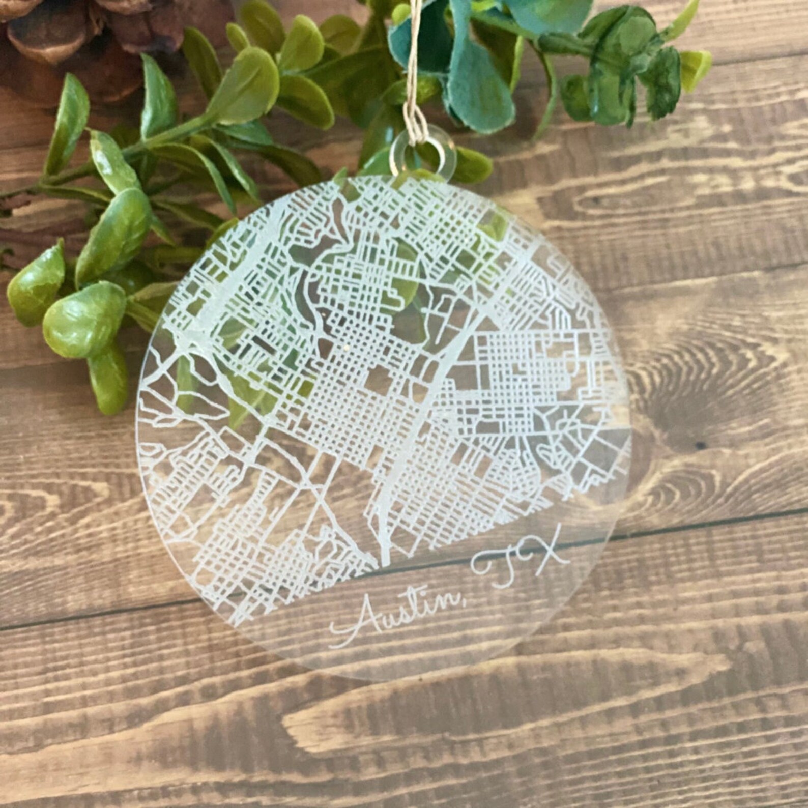 Custom Map Christmas Ornament, Personalized Location, Laser-engraved ...
