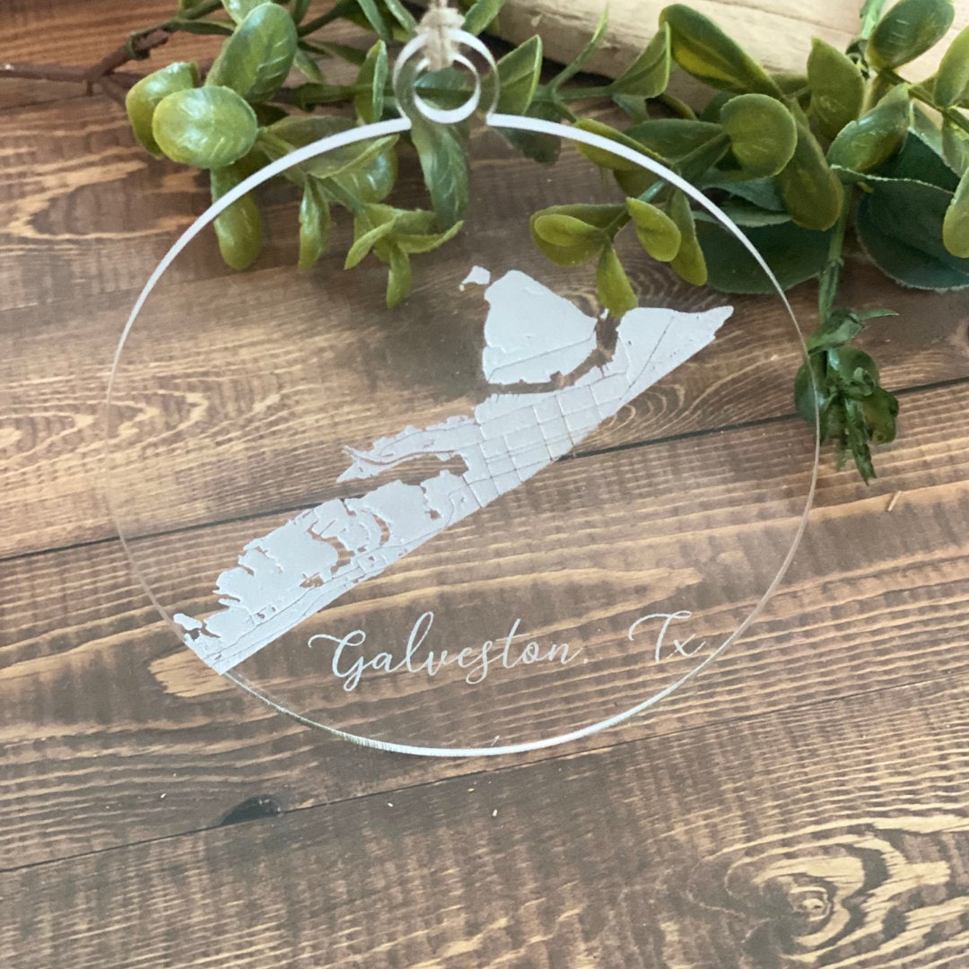 Custom Map Christmas Ornament, Personalized Location, Laser-engraved ...