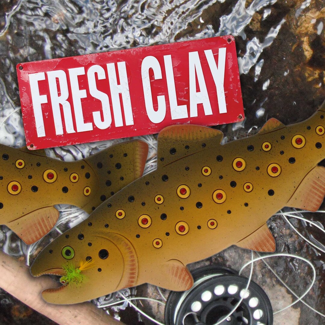 BROWN TROUT With Woolly Bugger Fly Clay Wall Art • Fly-fishing ...