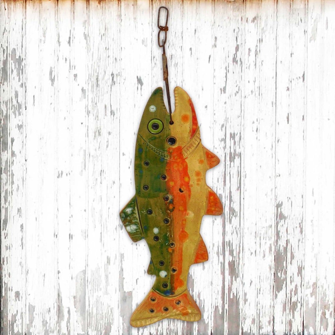 Crystal CUTTHROAT TROUT Clay Wall Hanging • Fly-fishing • Cabin Decor ...