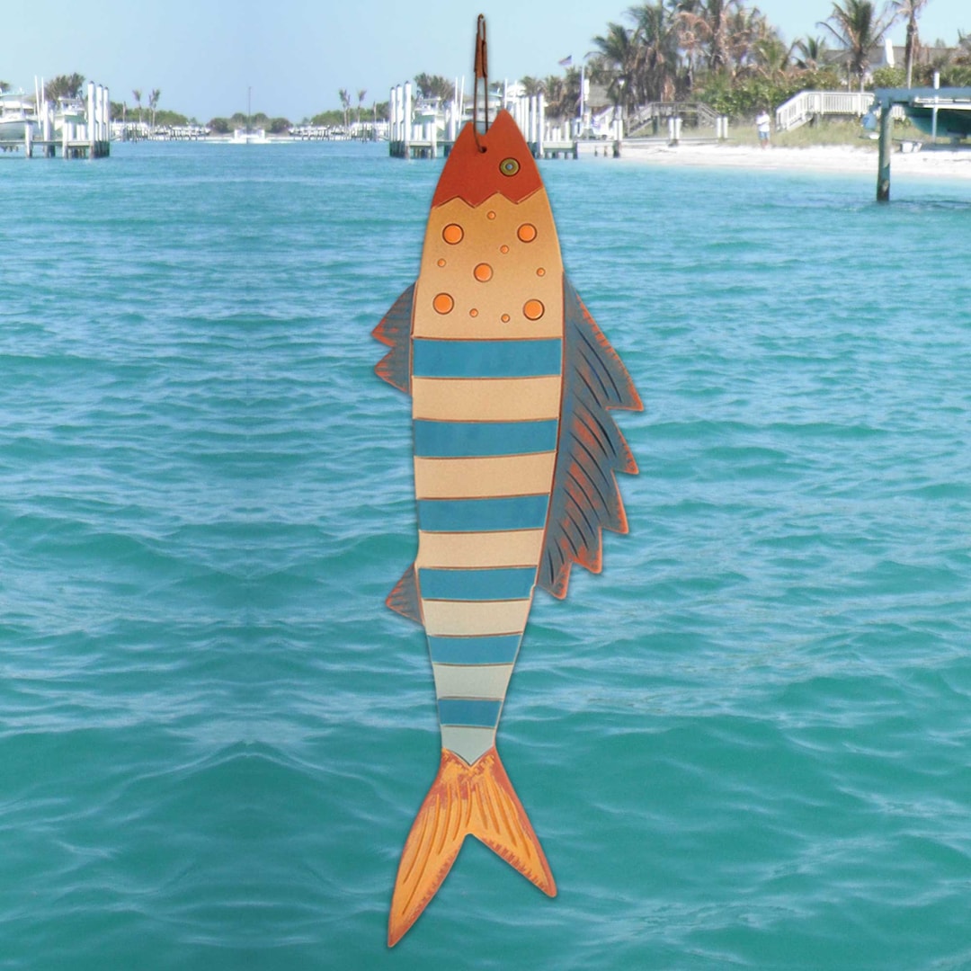 Striped Ocean Fish Clay Wall Hanging • Handmade From Red Earthenware ...