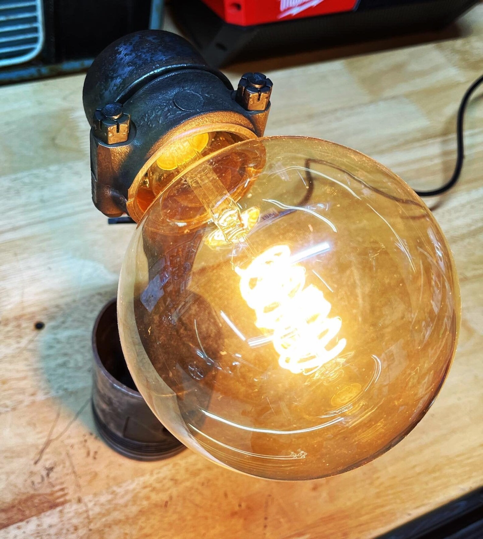 Vintage Retro Style Desk Lamp Engine Piston Edison Bulb Automotive ...