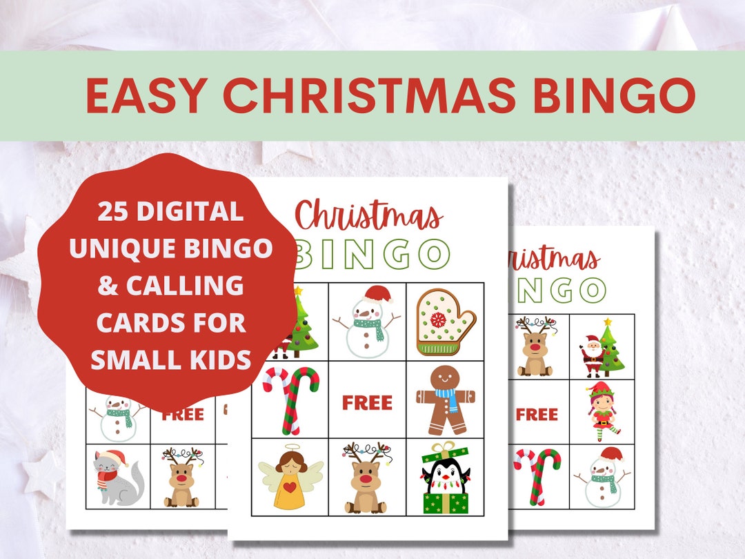 Toddler Pre-k Kindergarten Easy Christmas BINGO Printable Game! | 25 ...