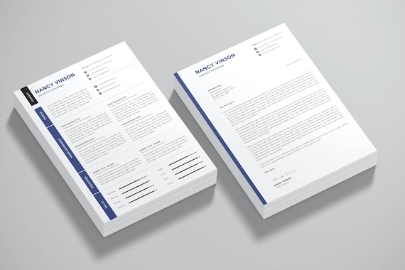 Resume CV With Photo & Cover Letter Template | Etsy