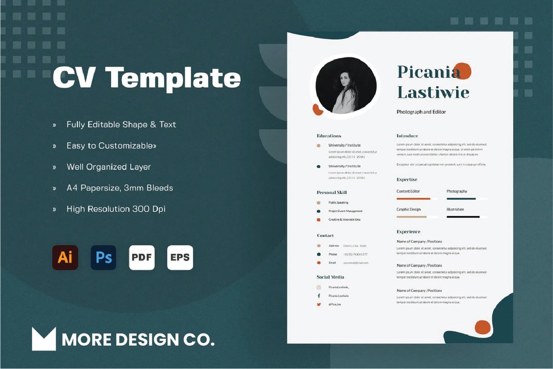 Resume Template, CV Template, Teacher Resume Template, Professional and ...