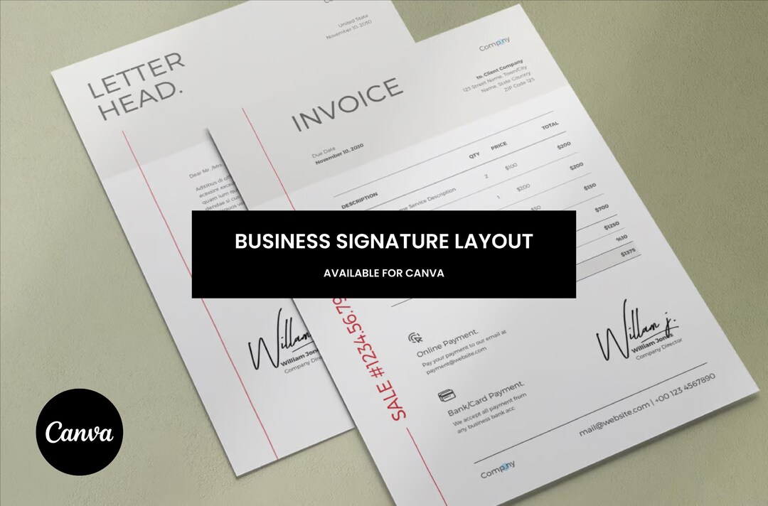 Signature Business Layout Template | Invoice | Letterhead | Editable ...
