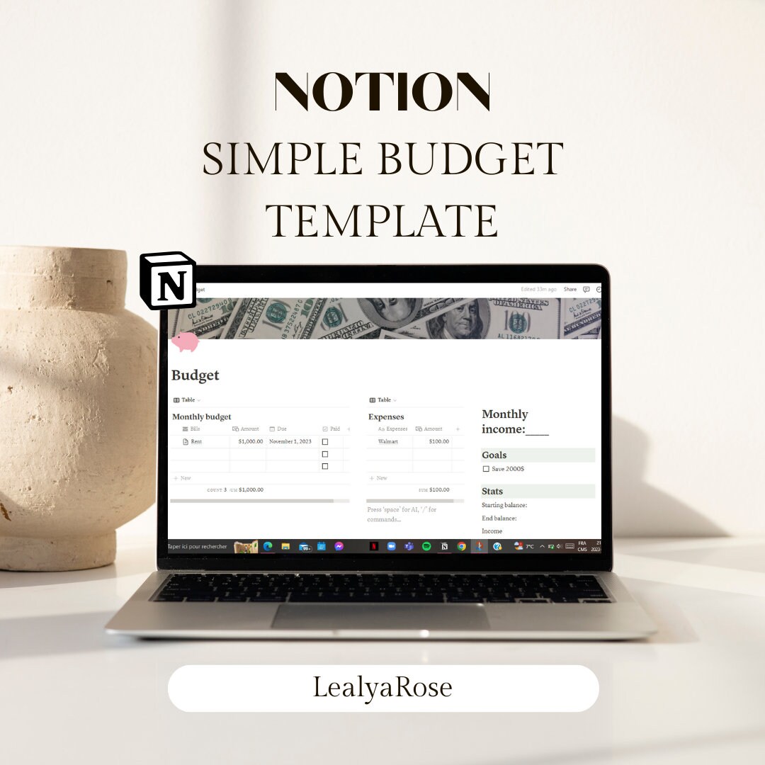 NOTION Simple Budget Template - Minimalist & Easy to Use - Digital ...