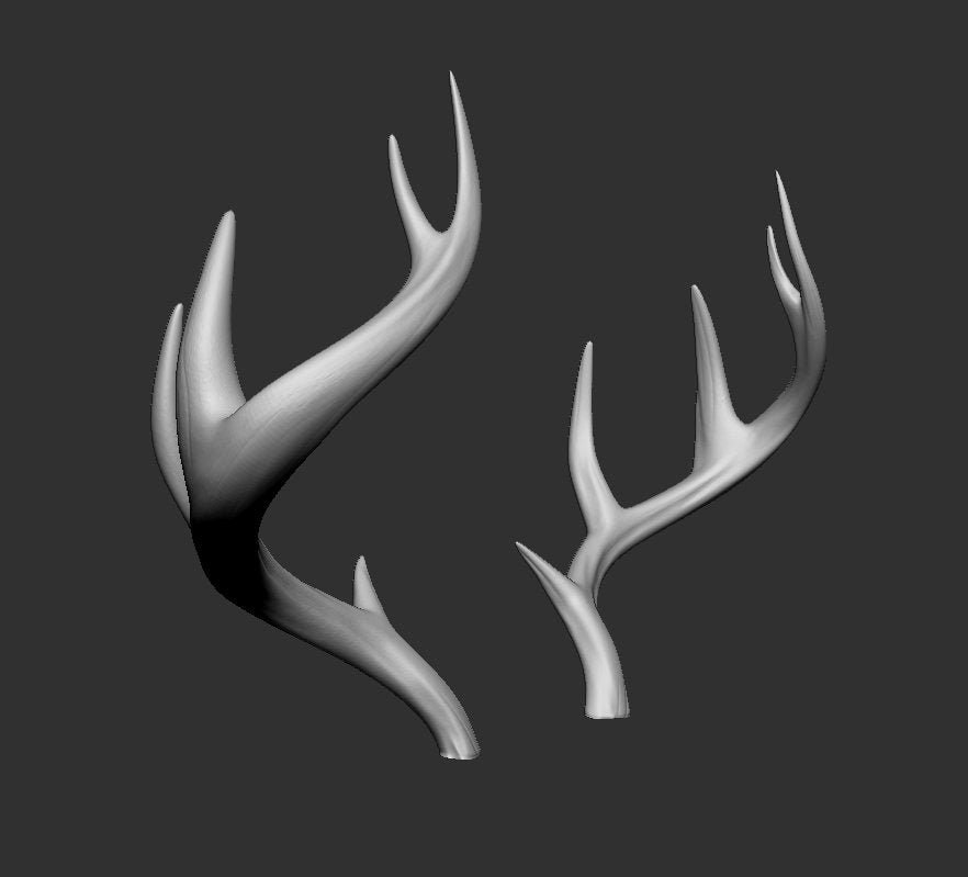 Deer Horns 3D Model, .STL .ZTL Downloadable File - Etsy